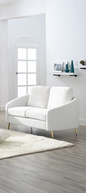White Boucle Fabric Sofa Set - Titus - T1312W-SET-SLC